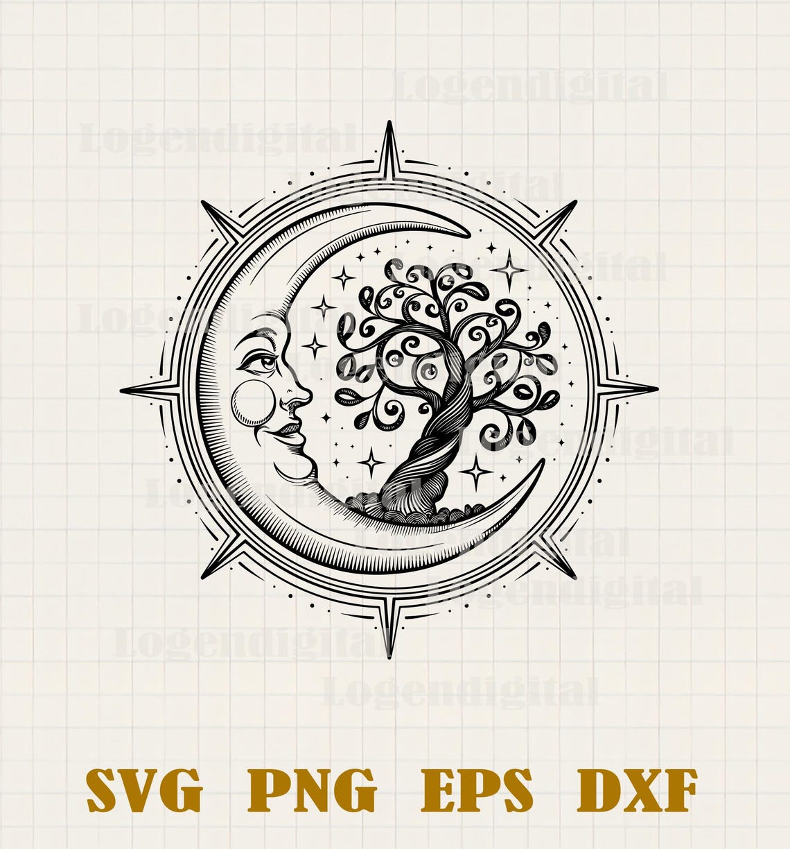 Dreaming Tree SVG, Dreaming Tree Moon Face Svg, Tree of Life Svg Png ...