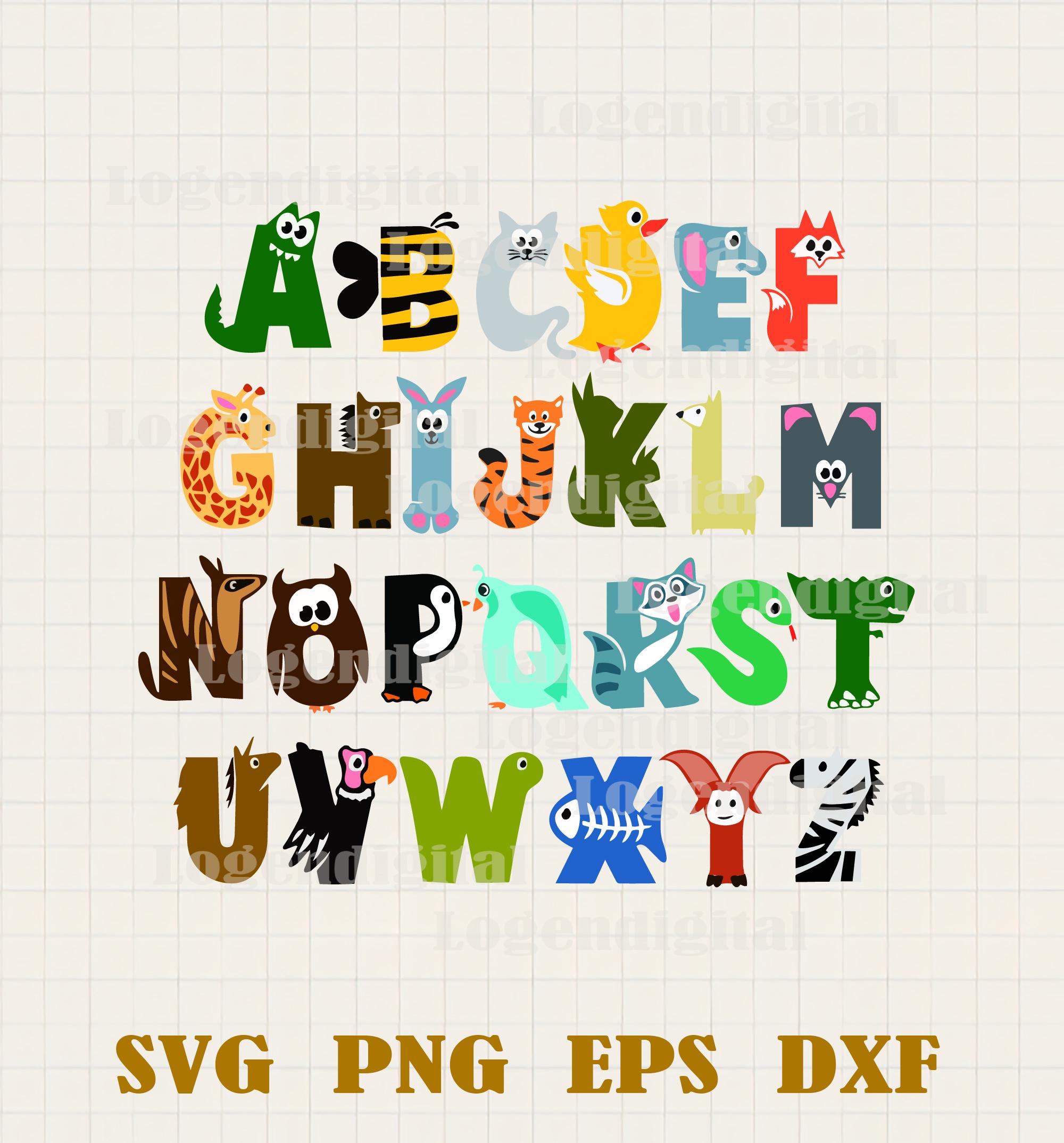 Animals Alpha Bet Funny Cartoon Svg Bundle, Animals Bundle Alpha Beta ...