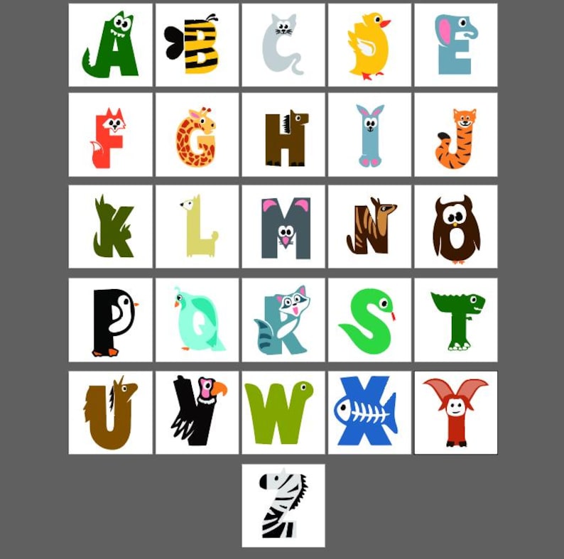 Animals Alpha Bet Funny Cartoon Svg Bundle, Animals Bundle Alpha Beta ...