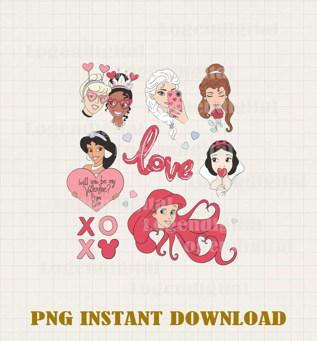 Disney Princess Valentine PNG, Love Princess Png, Cartoon Valentine ...