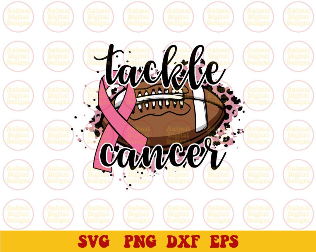 Leopard Tackle Cancer Svg Leopard Pink Ribbon Rugby Svg Breast Cancer ...