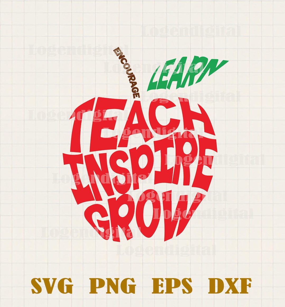 Encourage Learn Teach Inspire Grow SVG, Teacher Inspire Apple ...