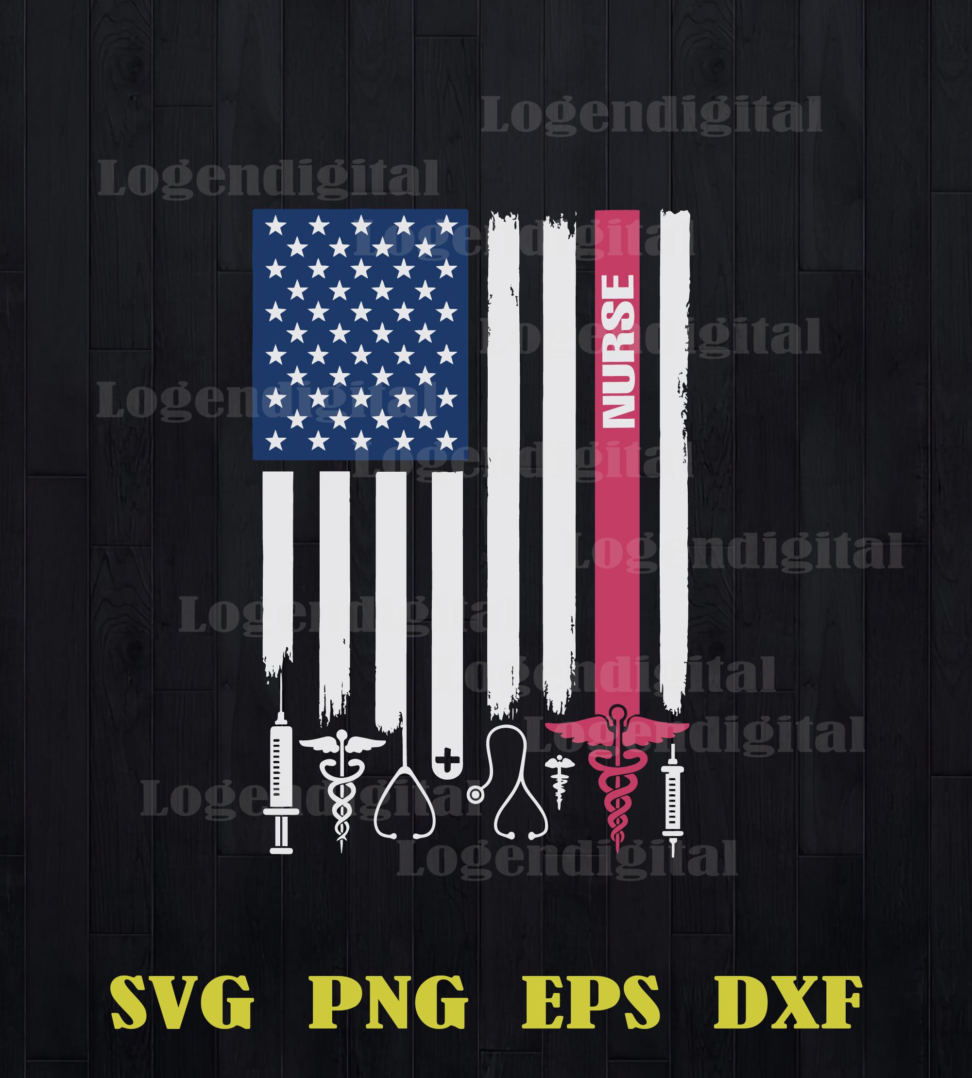 Nurse Logo America Flag SVG, Nursing Symbols Svg, Nursing America Svg ...