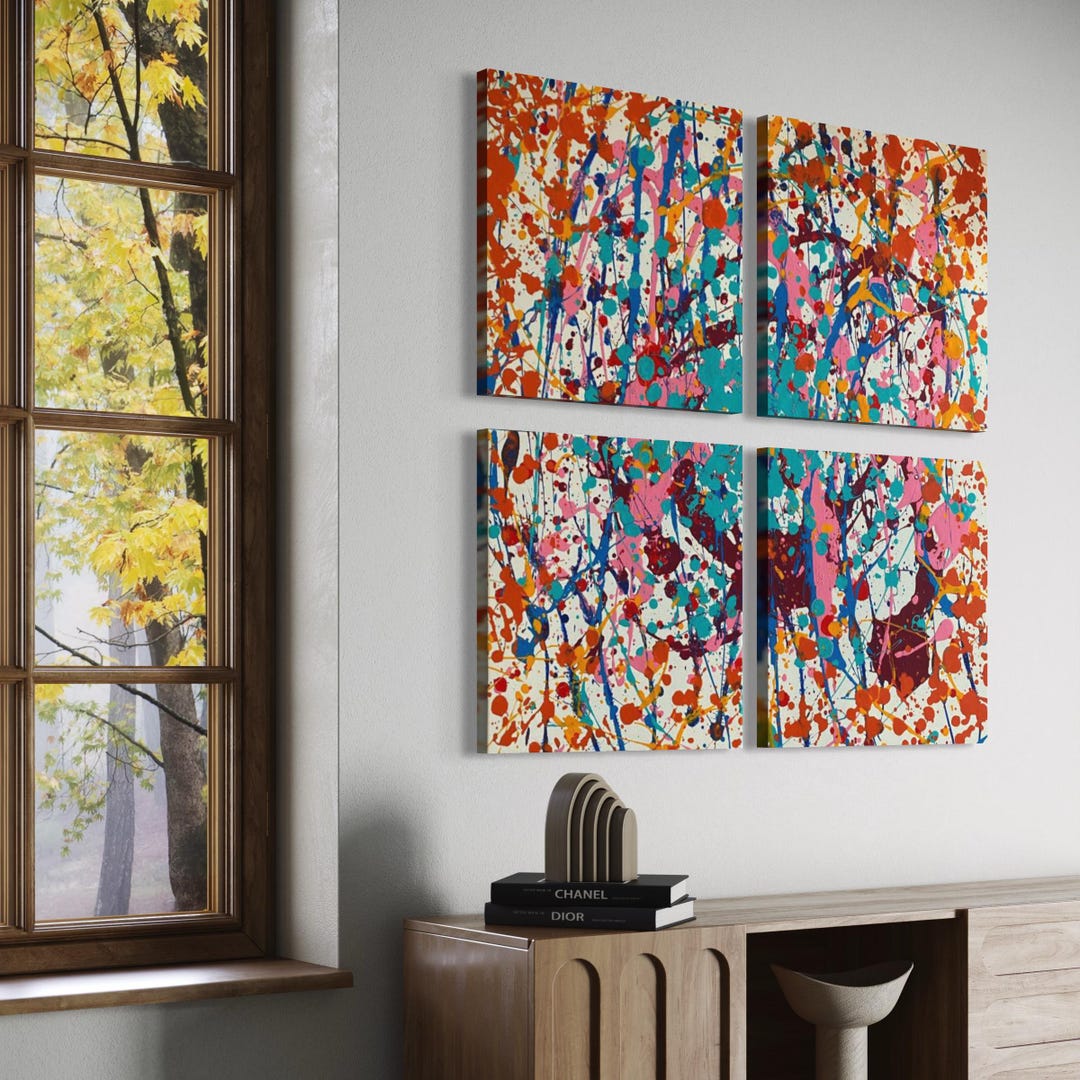Modern 4-panel Wall Decor, Set of 4 Multi-colored Paintings ...