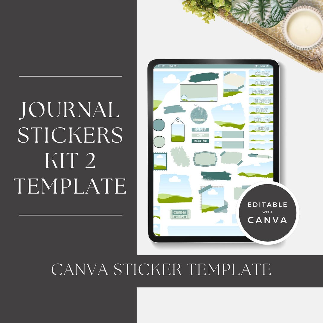 Journal Sticker Kit 2 Template: Editable Canva Stickers (digital ...