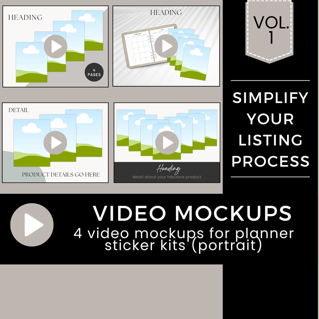 Video Mockup Templates for Etsy Sellers, Planner Sticker Shop Video ...