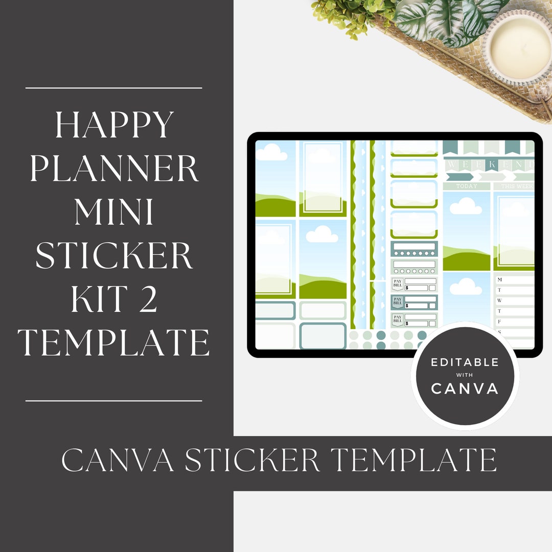 Classic Vertical Happy Planner Mini Sticker Kit 2 Template: Editable ...