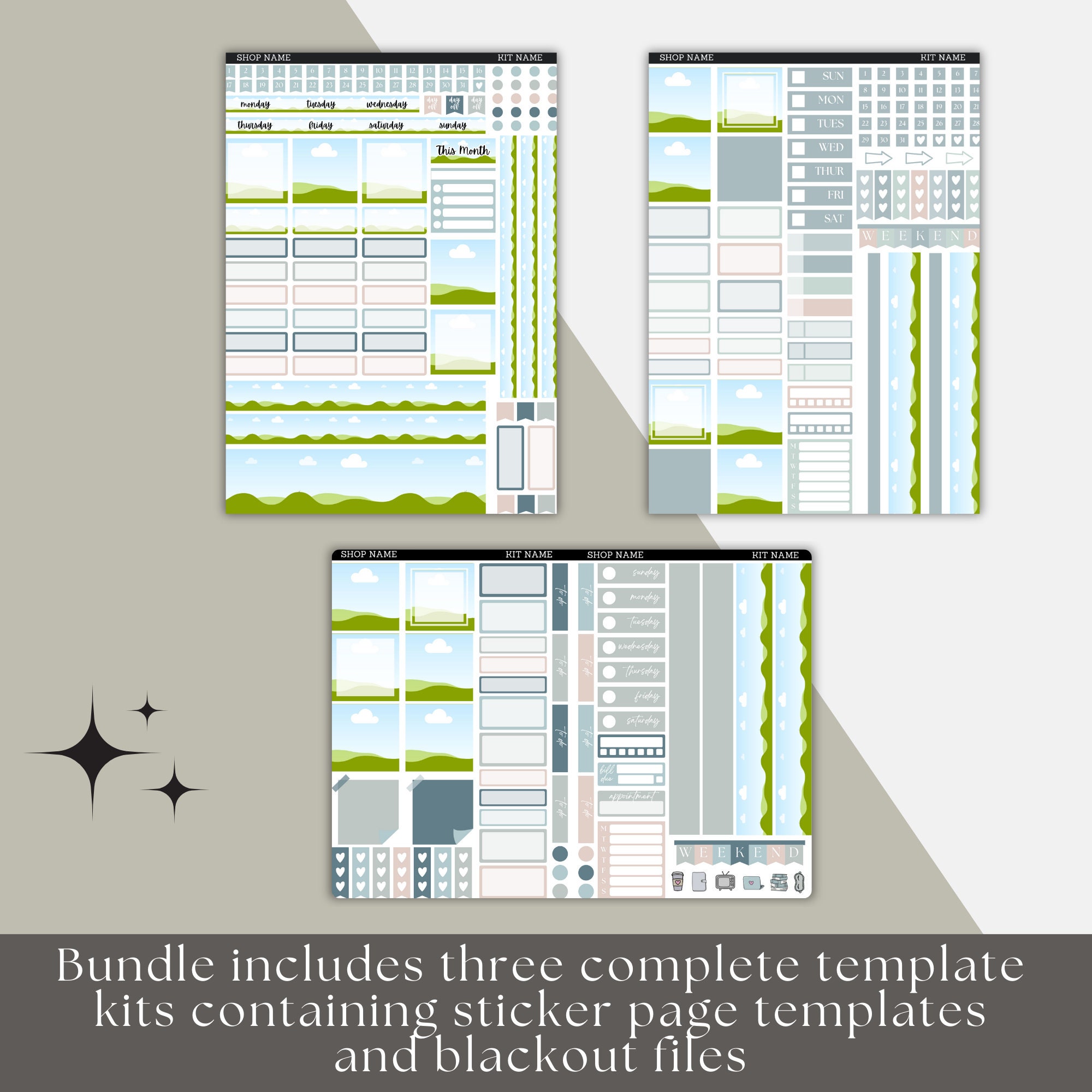 Hobo Cousin Planner Sticker Kit Templates Bundle: Weekly & Monthly ...