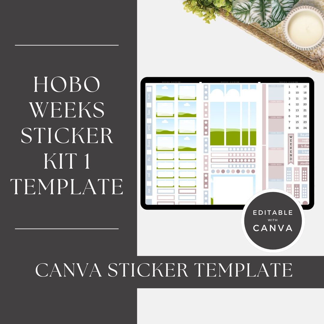 Hobonichi Weeks Sticker Kit 1 Template: Editable Canva Stickers ...