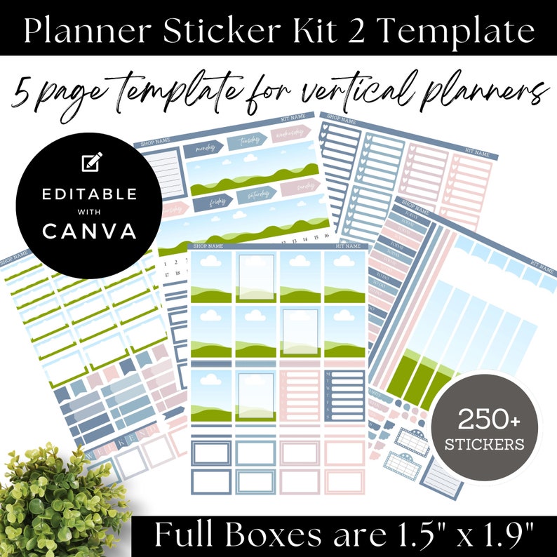 Erin Condren Planner Sticker Kit 2, Canva Template, Editable Template ...