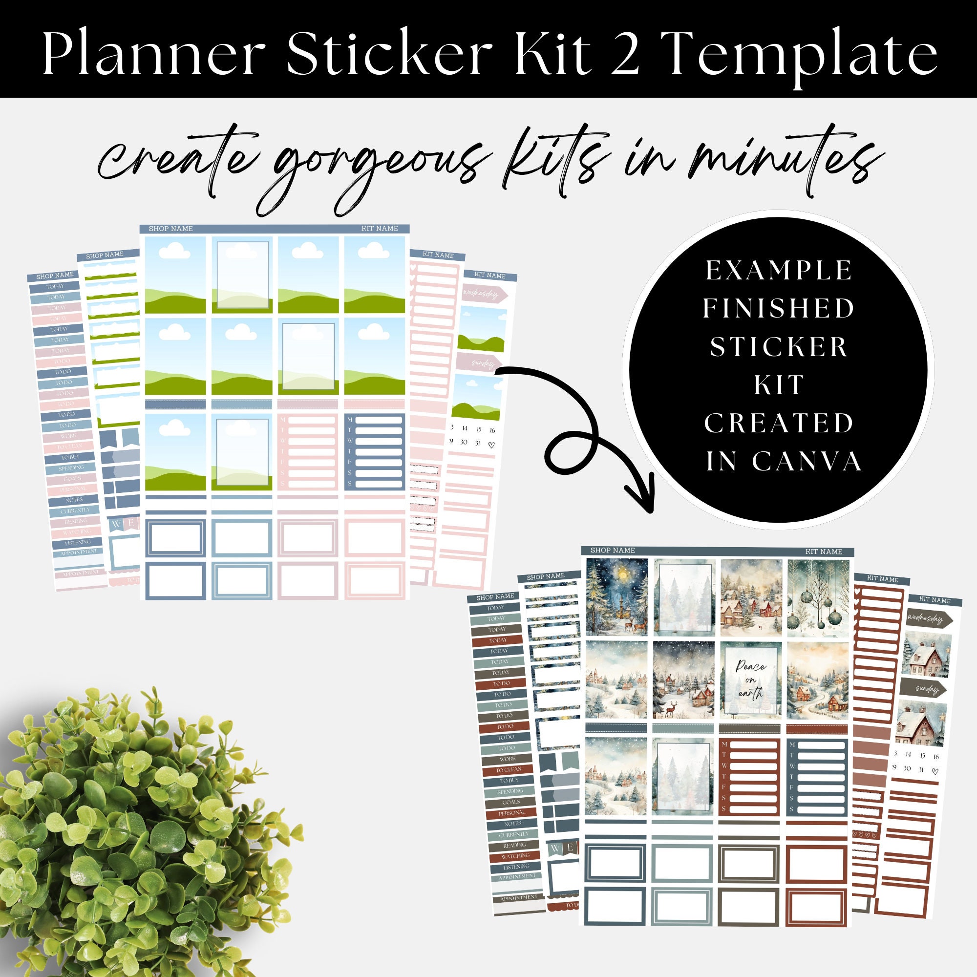 Erin Condren Planner Sticker Kit 2, Canva Template, Editable Template ...