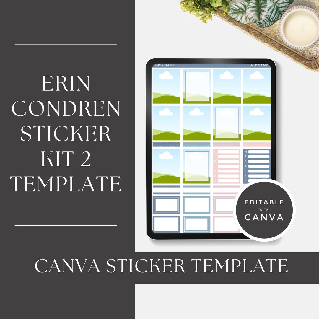 Erin Condren Planner Sticker Kit 2, Canva Template, Editable Template ...