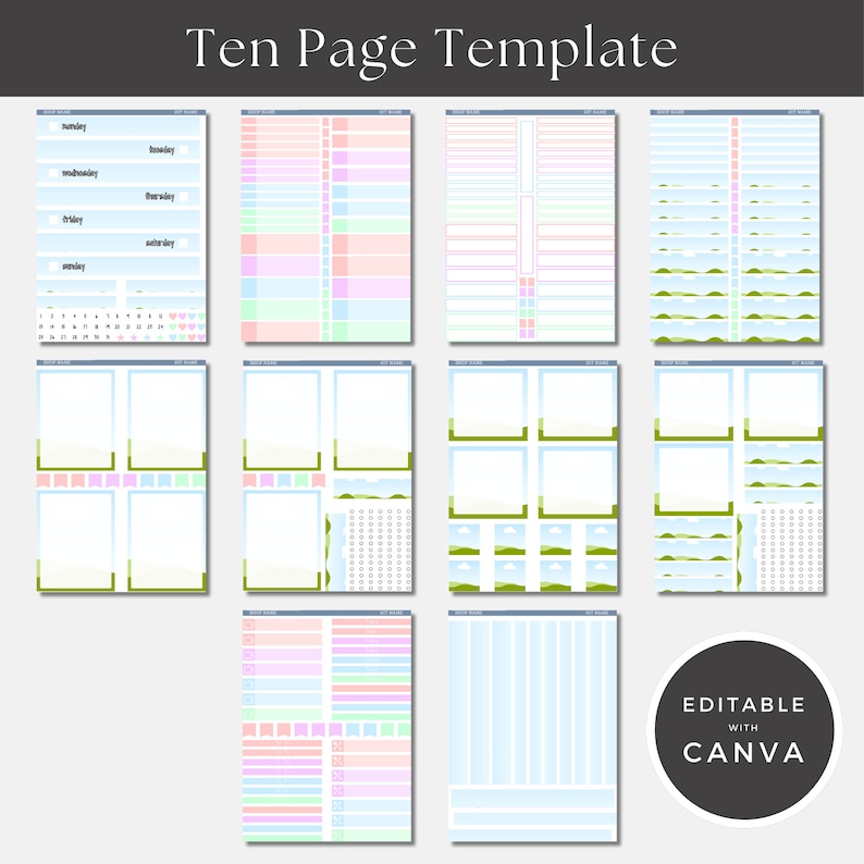 Erin Condren 7x9 Daily Duo Sticker Kit Template: Editable Canva ...