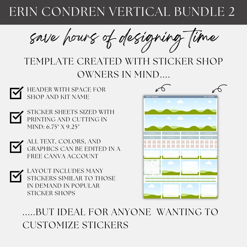 Erin Condren 7x9 Planner Stickers: Weekly & Monthly Canva Templates ...