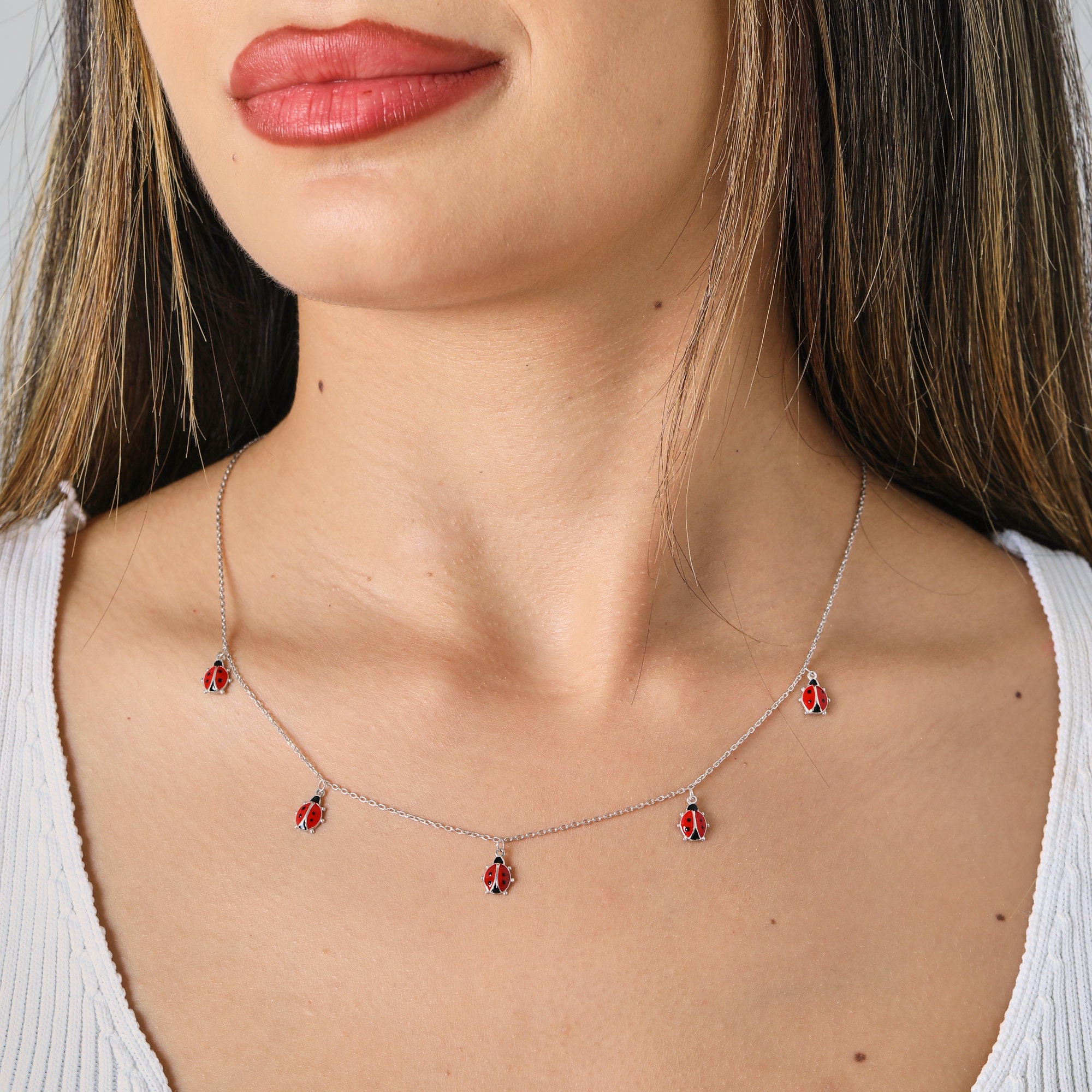 Ladybug Necklace - Enamel Ladybug - Dainty Jewelry - Luck Pendant ...