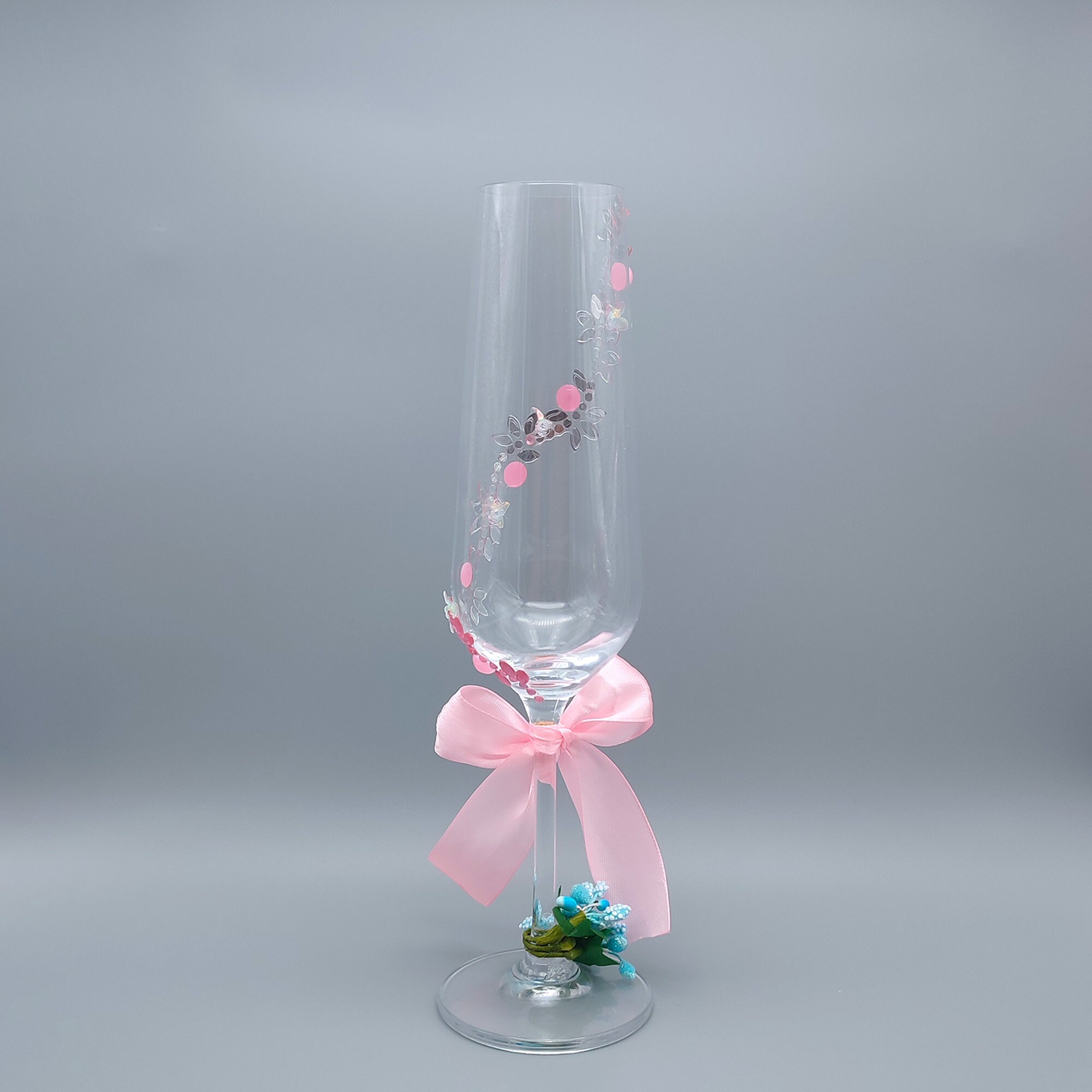 Pink Custom Champagne, Cava Flute for Wedding, Birthday, Gender Reveal ...