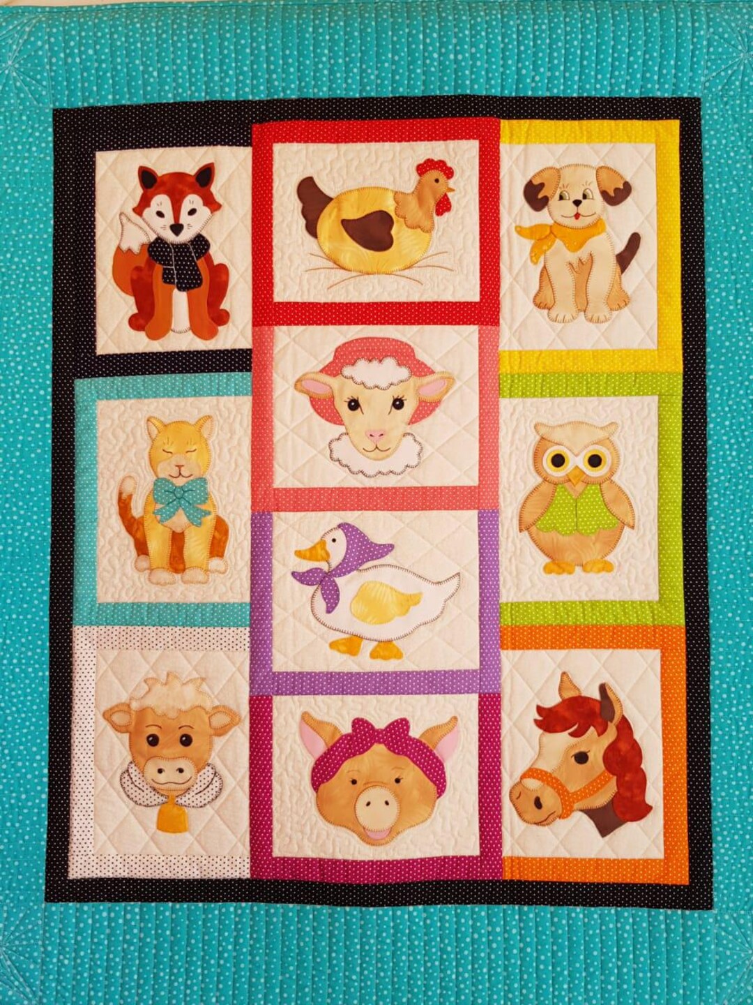 Farmyard Friends . A Quilted, Appliqued Nursery Wall Hanging. (digital ...