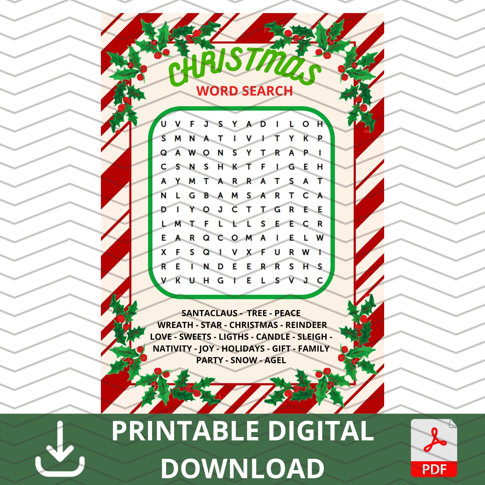 Instant Digital Download, Printable Christmas Game, Family Game Night ...