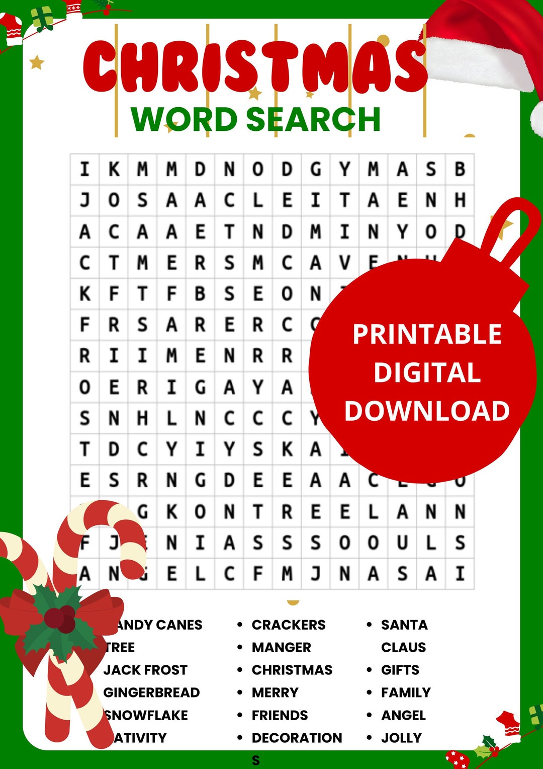 Instant Digital Download, Printable Christmas Game, Family Game Night ...