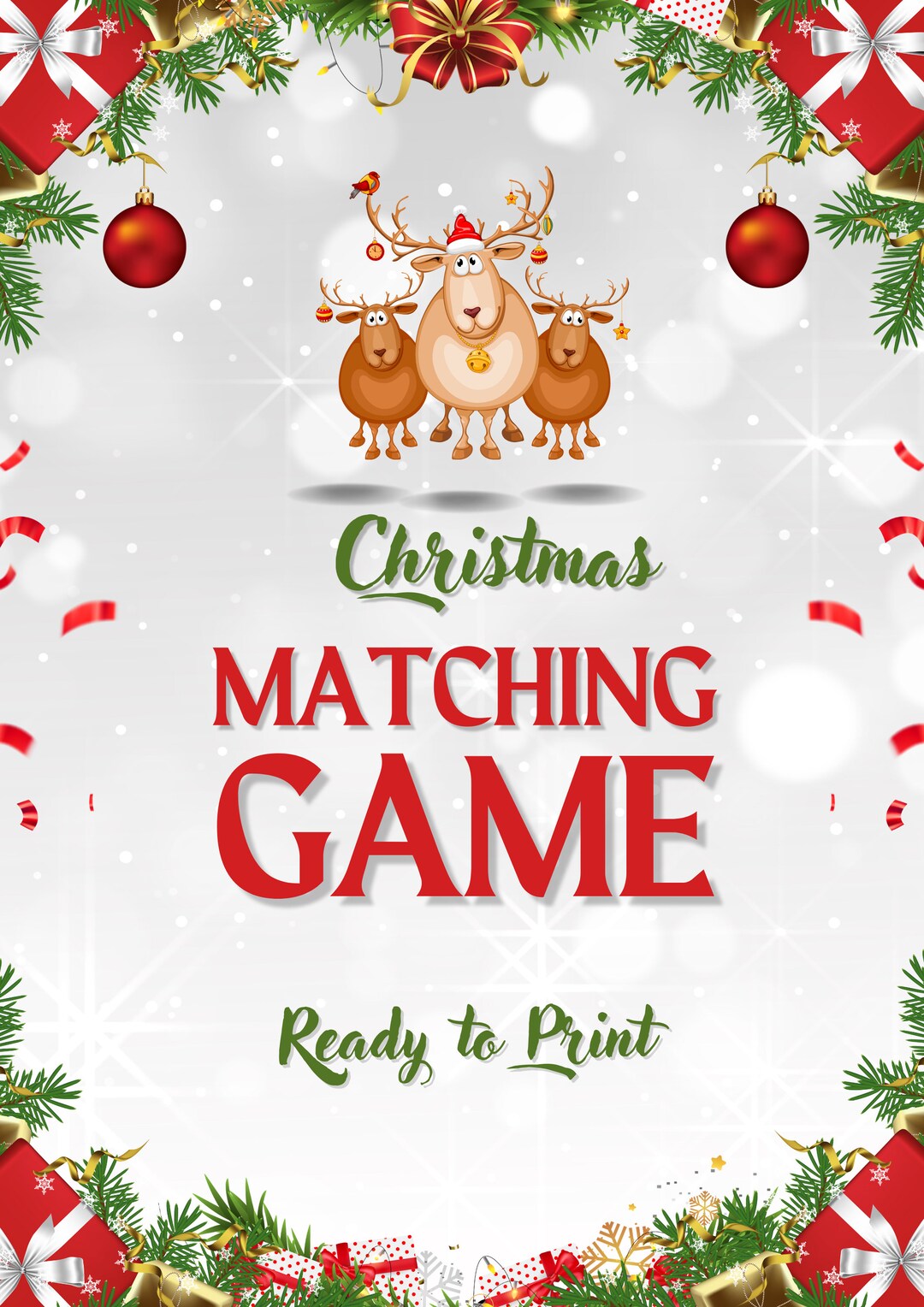 Christmas Matching Game, Ready to Print, PDF File, Christmas Game - Etsy