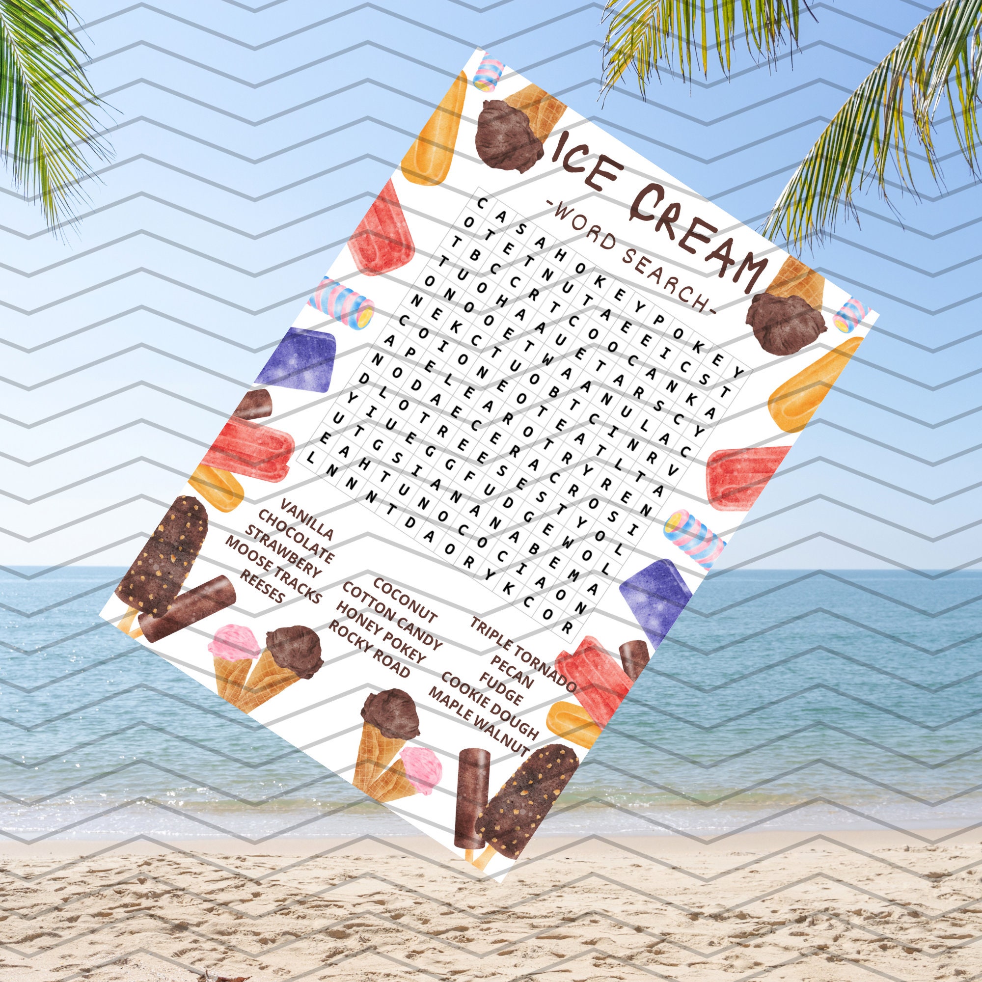 Ice Cream Word Search, Printable Download, Children Activity, Ice Cream ...
