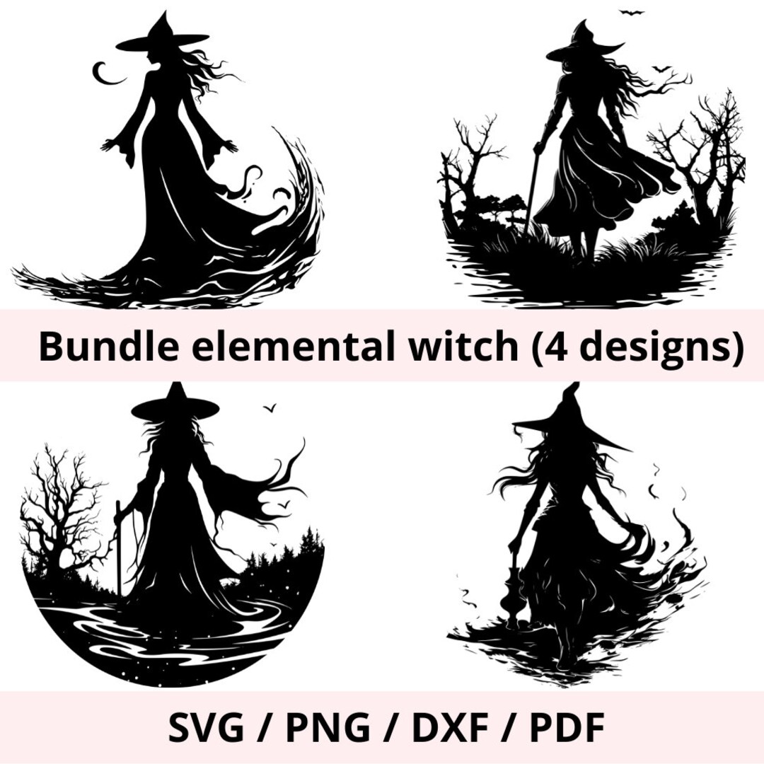 Witch Silhouette SVG Witch Cutting File DIY Halloween - Etsy