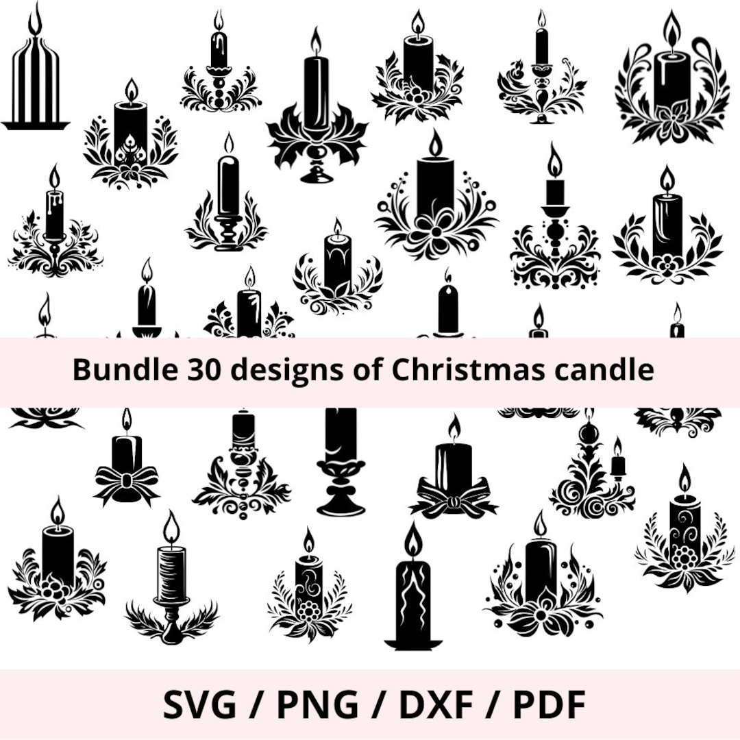 Christmas Candle Silhouette Clip Art SVG Candle Cutting File - Etsy