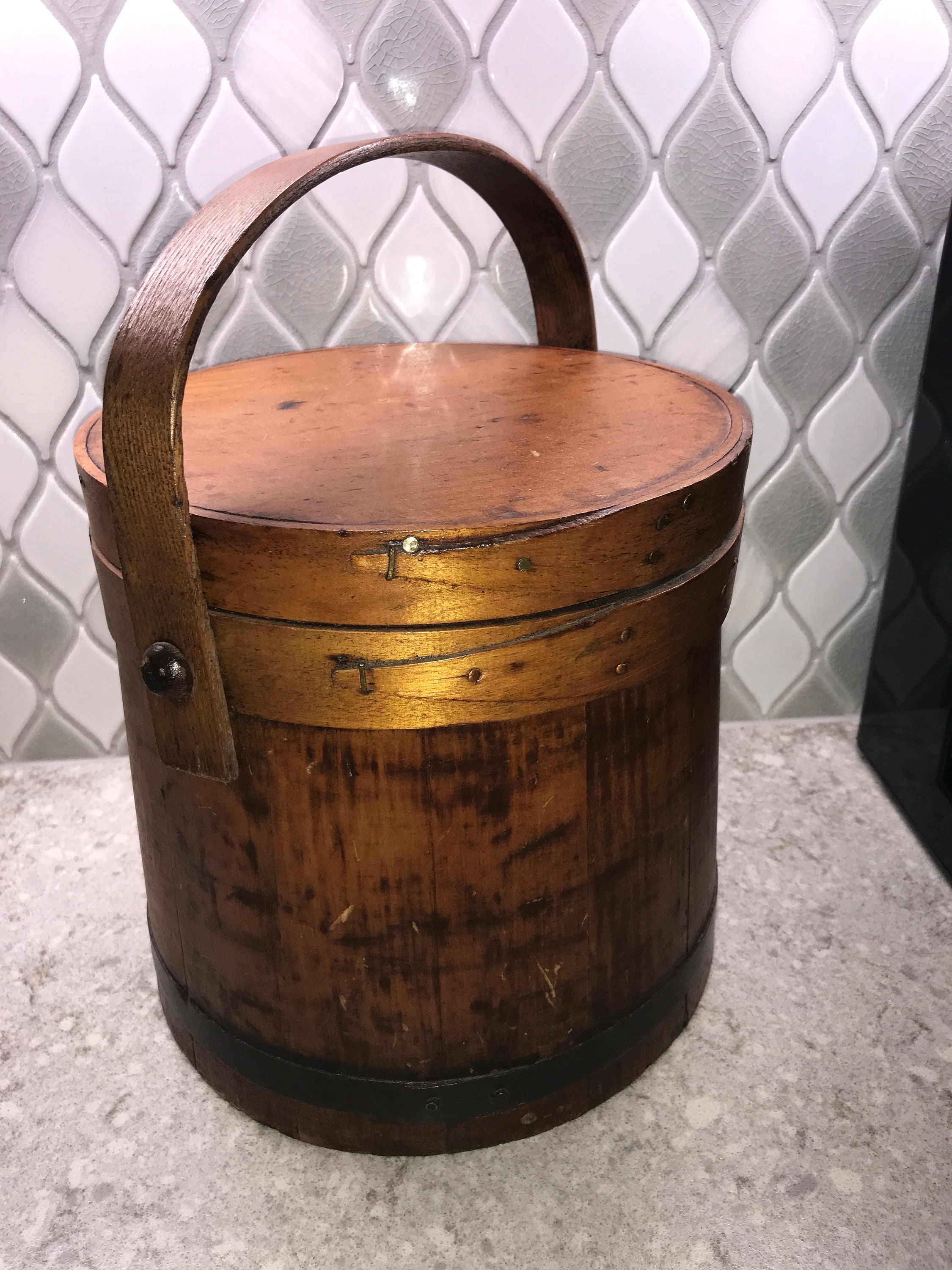 10” Early FIRKIN Colonial ANTIQUE Americana Naive Primitive Sugar ...