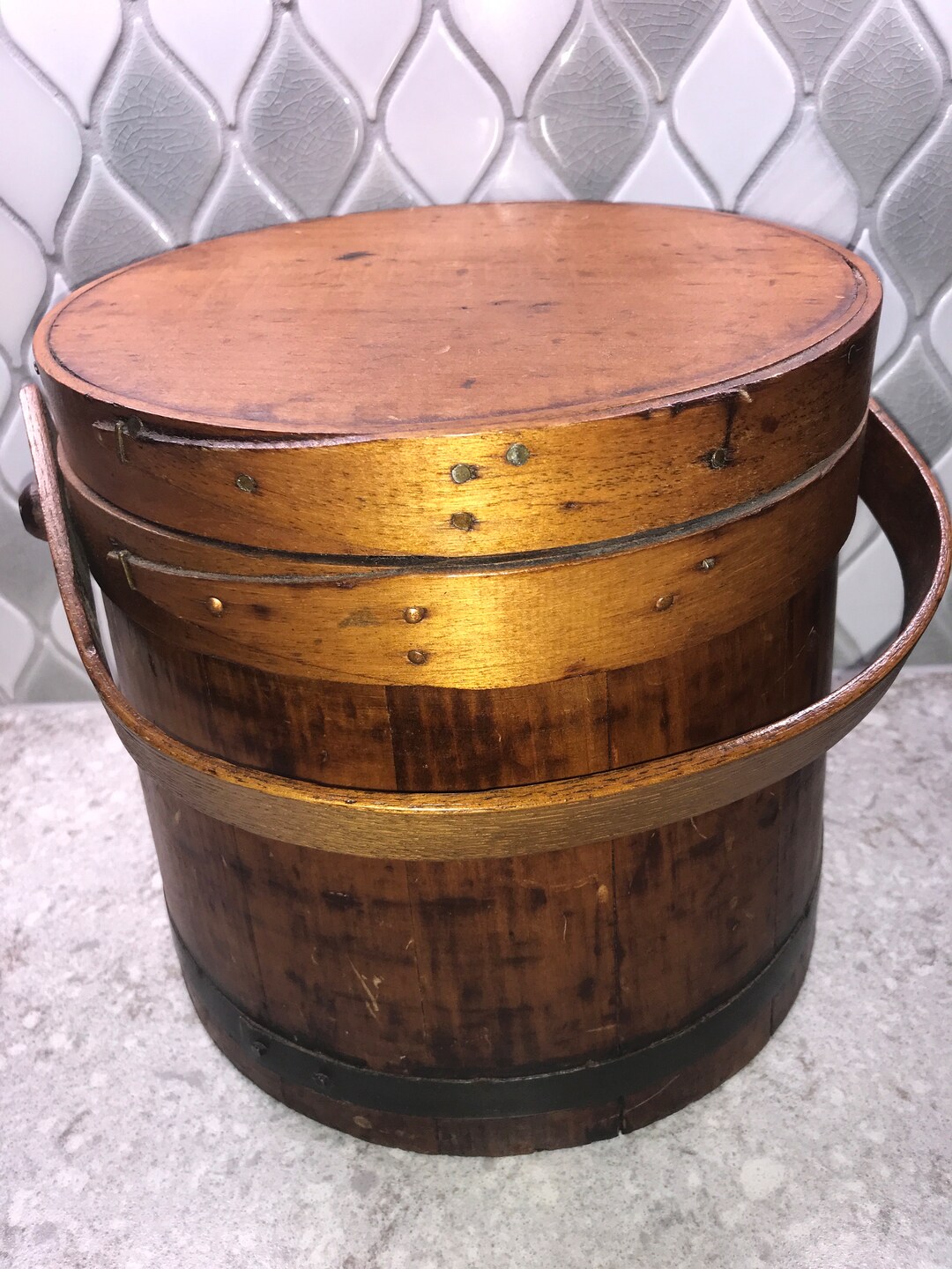 10” Early FIRKIN Colonial ANTIQUE Americana Naive Primitive Sugar ...