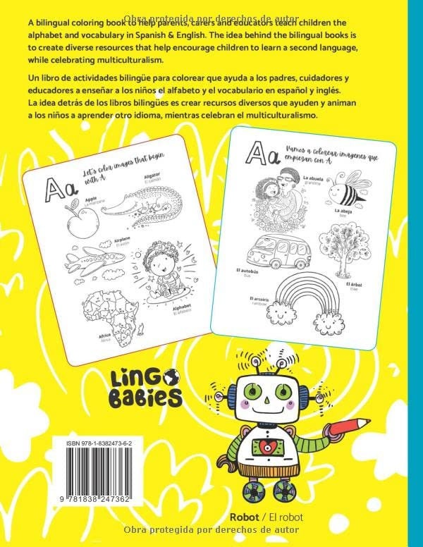 Childrens Bilingual Coloring Book - Color & Learn the Alphabet and ...