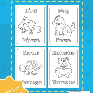 Animals of the House: Coloring Book for Kids in English and Spanish - Etsy
