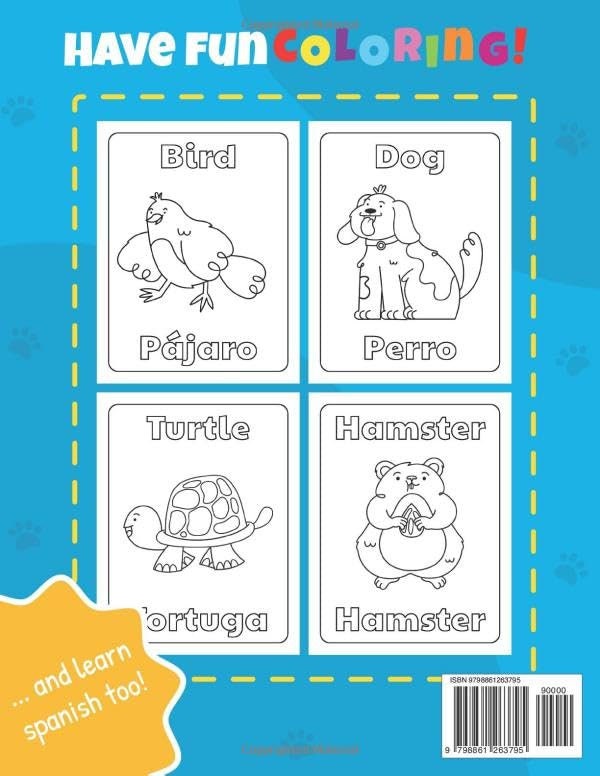 Animals of the House: Coloring Book for Kids in English and Spanish - Etsy