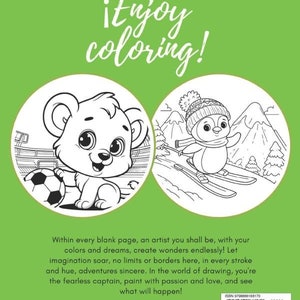 Animal Sports Coloring Book for Kids Motivational Phrases in Two ...