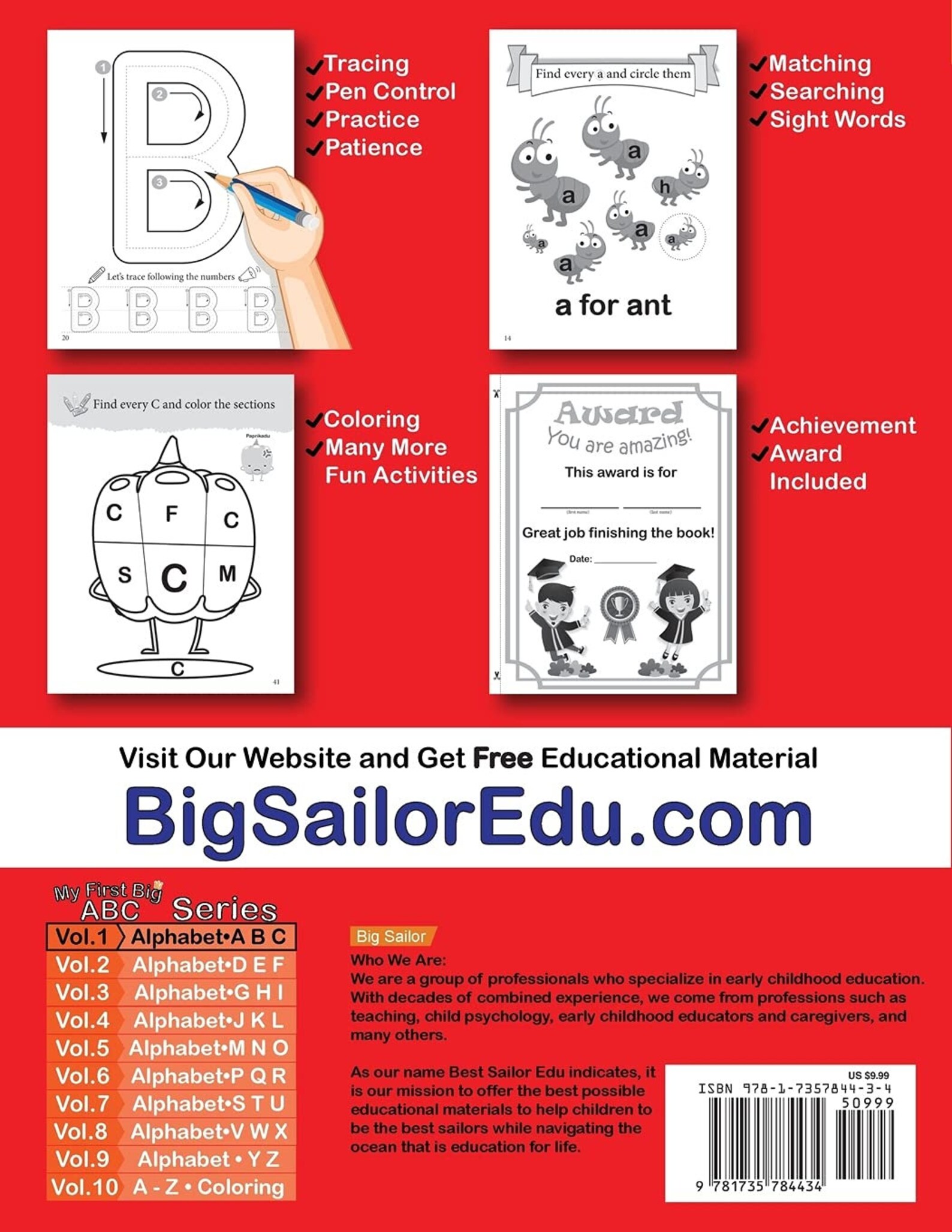 My First Big ABC Book Vol.1: Preschool Homeschool Educational Activity ...