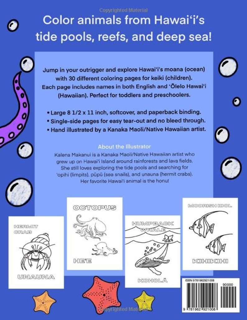Bilingual Hawaiʻi Ocean Animals Coloring Book for Kids!: in English and ...