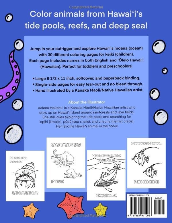 Bilingual Hawaiʻi Ocean Animals Coloring Book for Kids!: in English and ...