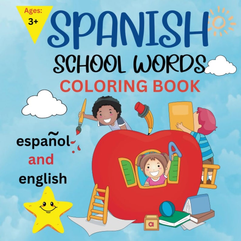 Spanish-english School Words Coloring Book Educational Coloring Book ...