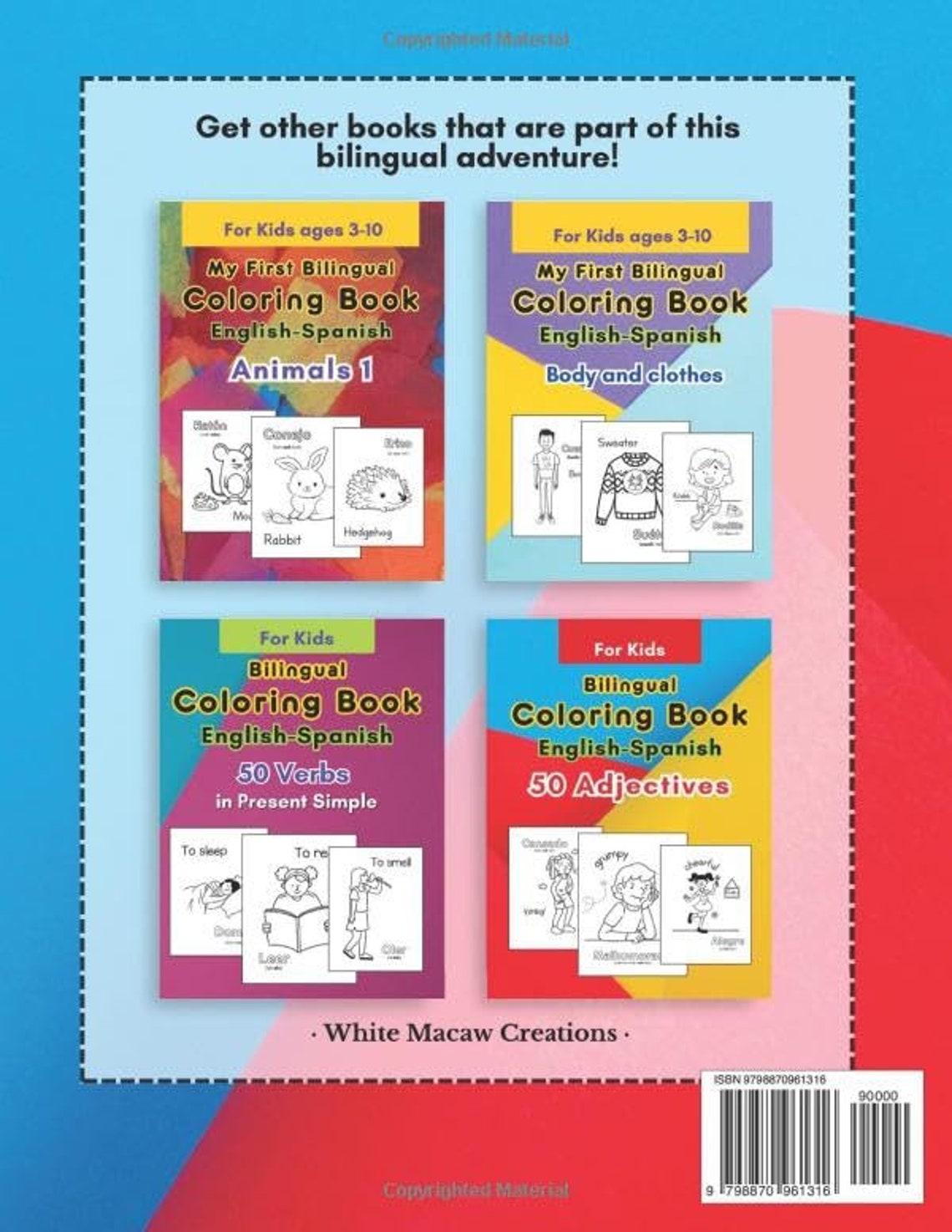Bilingual Coloring Book for Kids Adjectives in English and Spanish: 50 ...