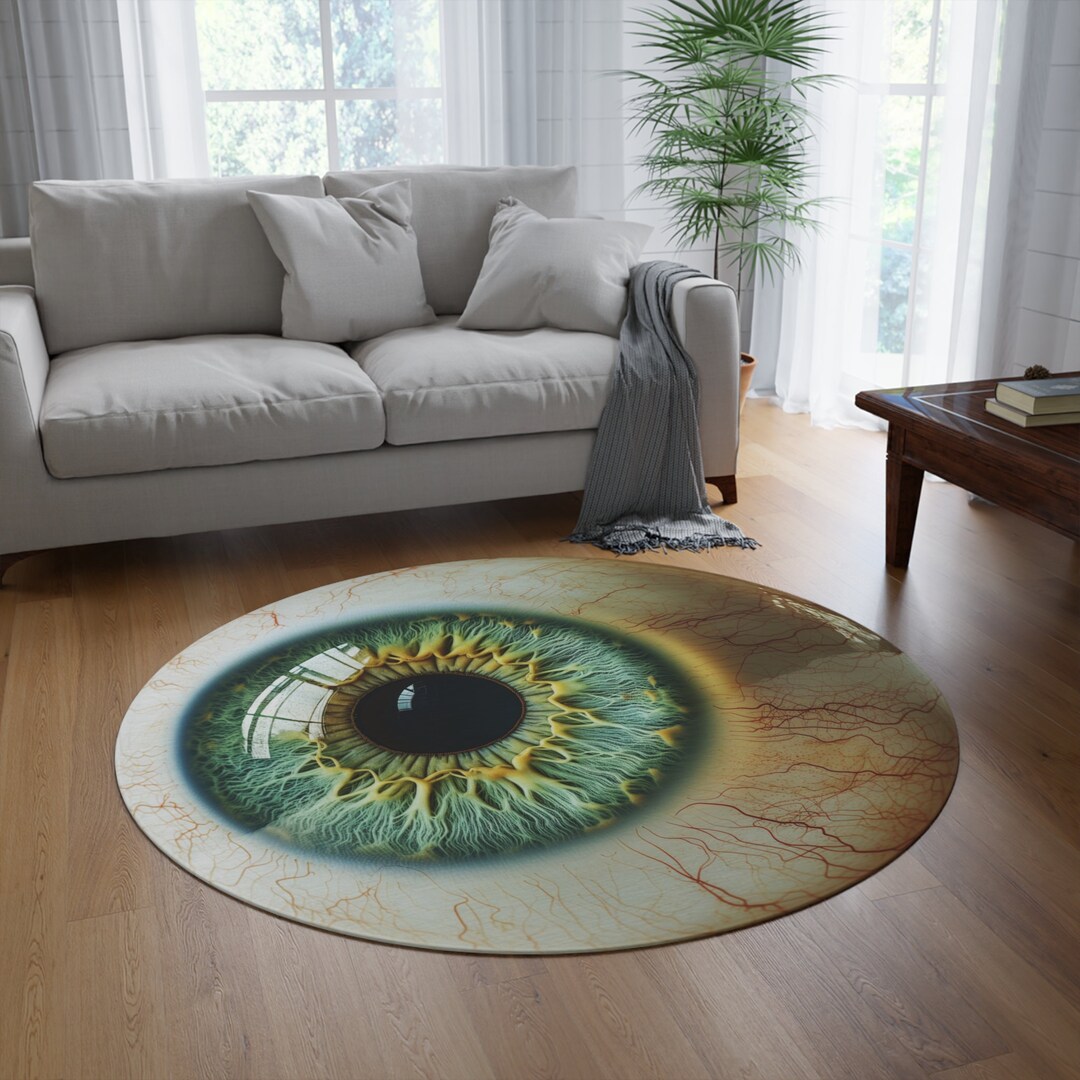 Eyeball Round Rug Realistic Human Green Eye Living Room Interior Decor ...