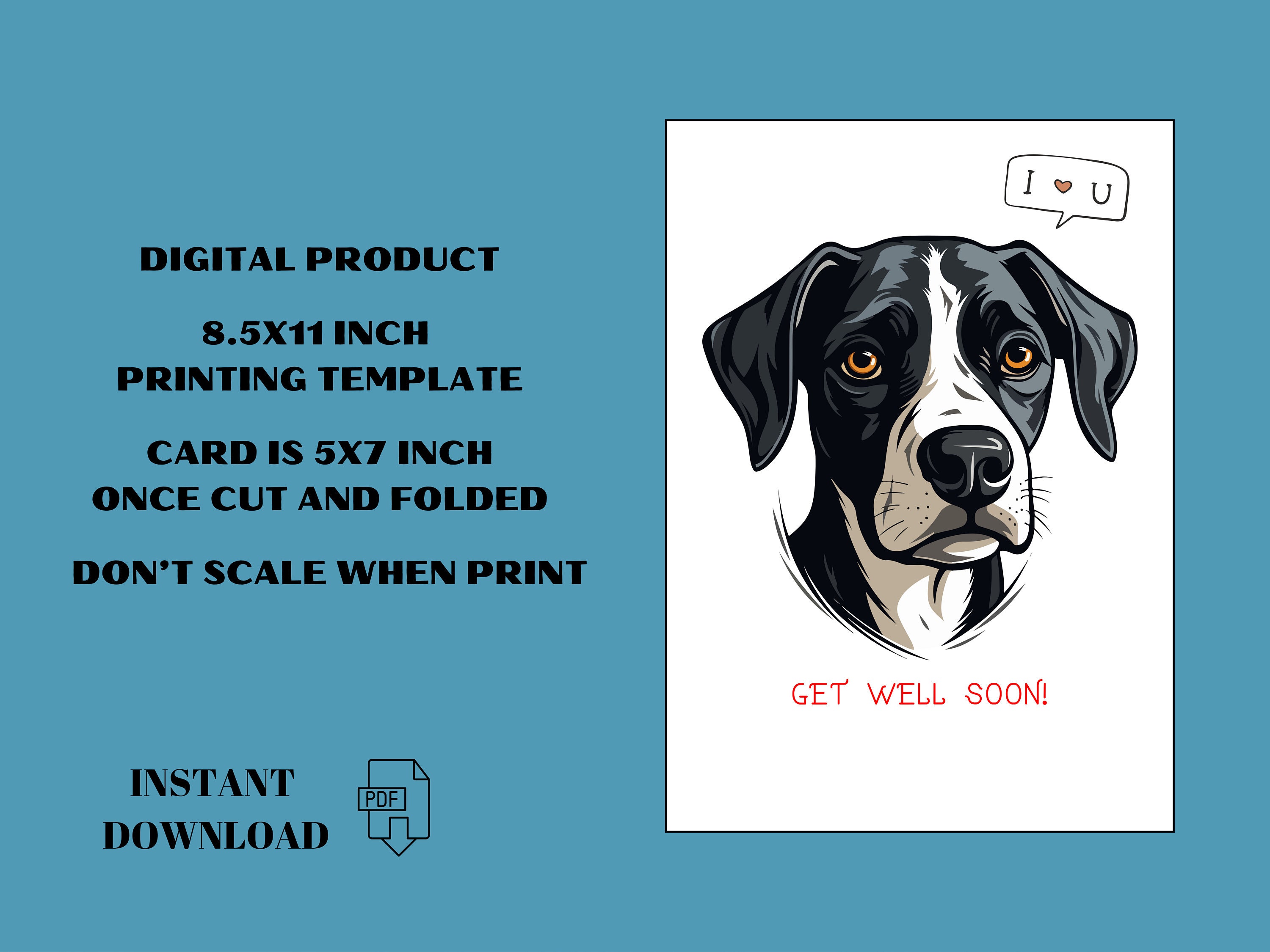 Cute Dog Get Well Soon Card Printable Pet Lover Greeting - Etsy