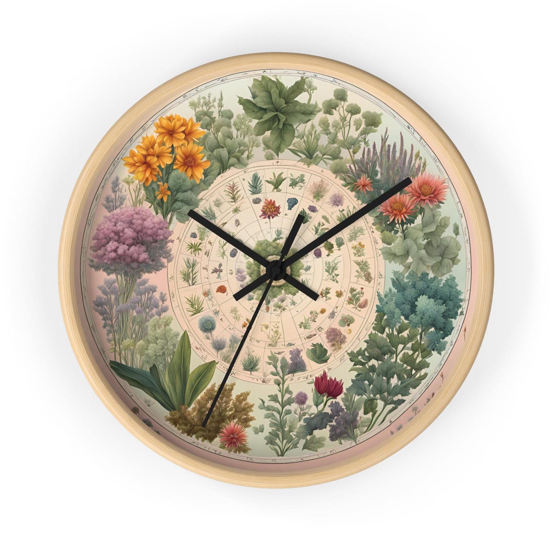 Floral Wheel of the Year Botanical Wall Clock - Etsy