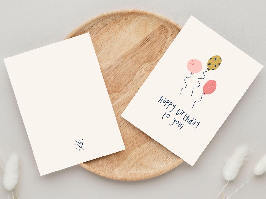 Playful Party Balloons Kids Birthday Card – Printable PDF – Folded 5×7 ...