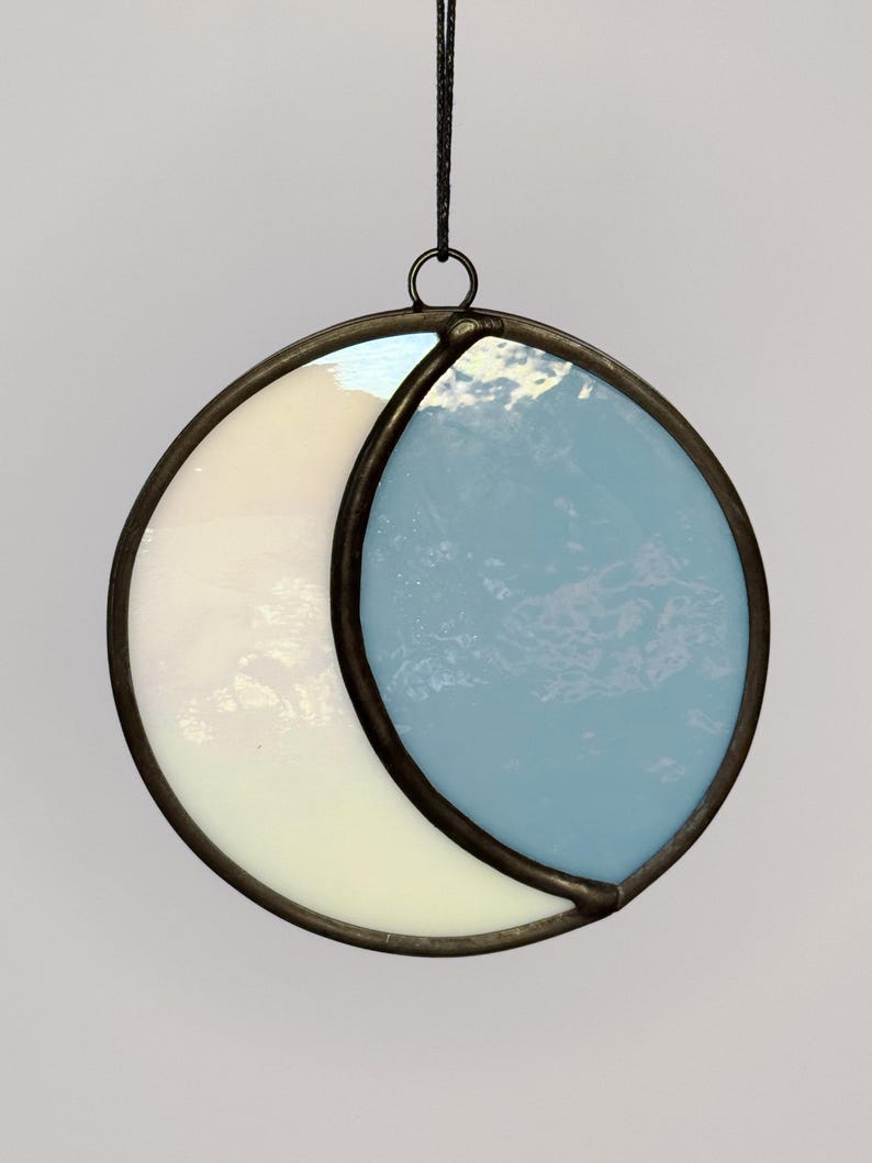 Moon Stained Glass Suncatcher - Moon Decor - Glass Wall Art - Window ...