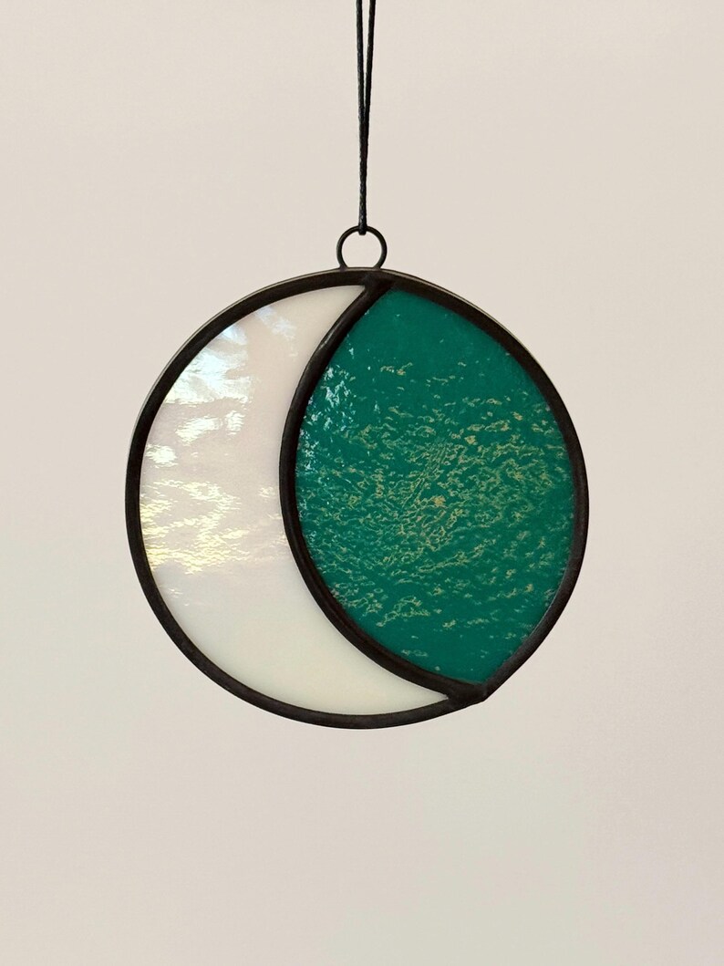 Moon Stained Glass Suncatcher - Moon Decor - Glass Wall Art - Window ...