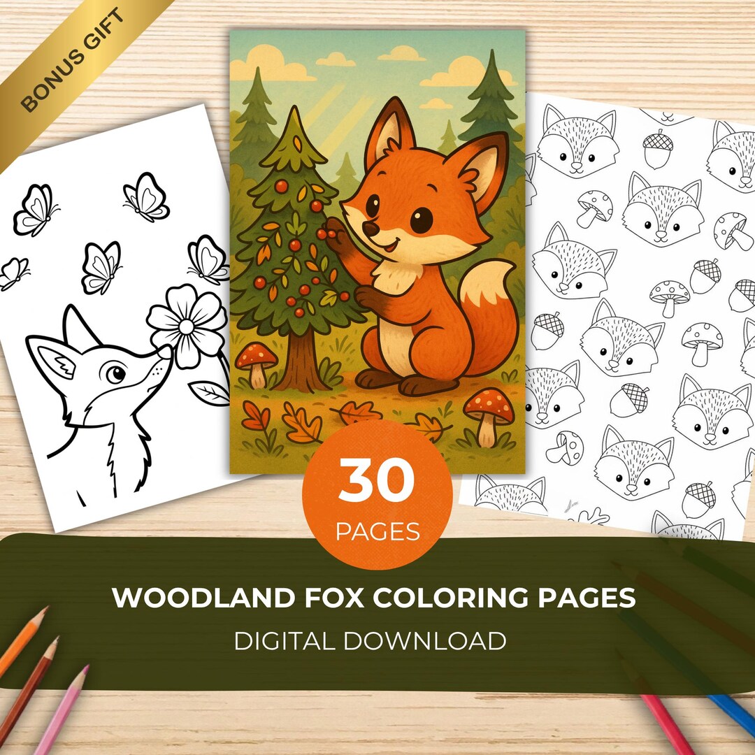 Woodland Fox Coloring Pages | 30 Cute Forest Animal Printables for Kids ...