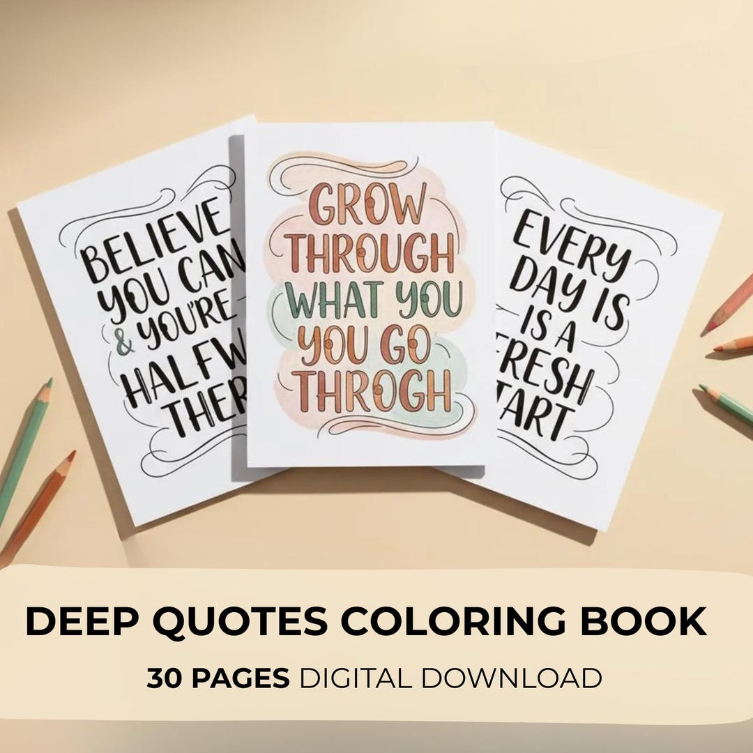30 Deep Quotes Coloring Book | Meaningful Motivational Sayings for ...