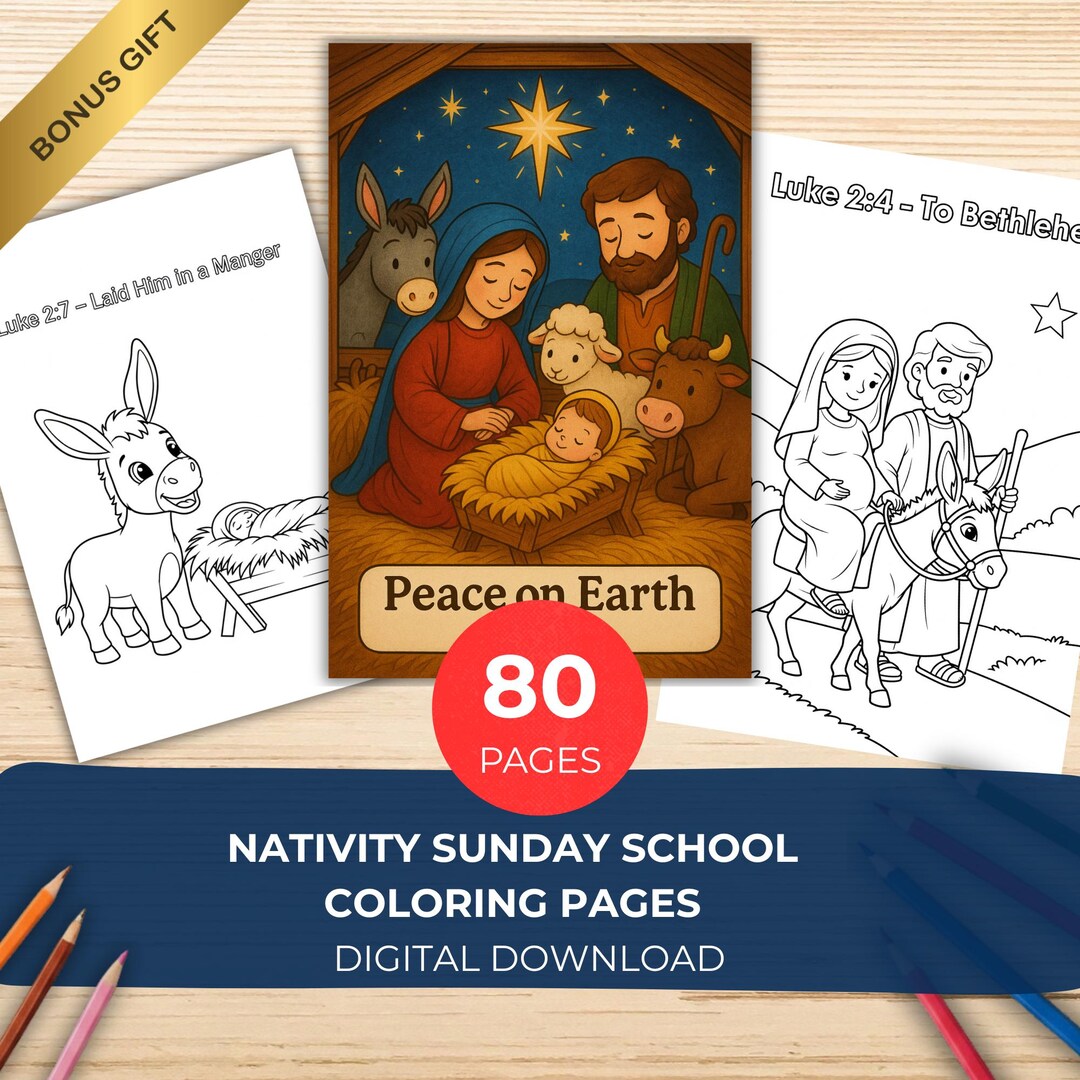 80 Nativity Sunday School Coloring Pages, Christian Homeschool ...