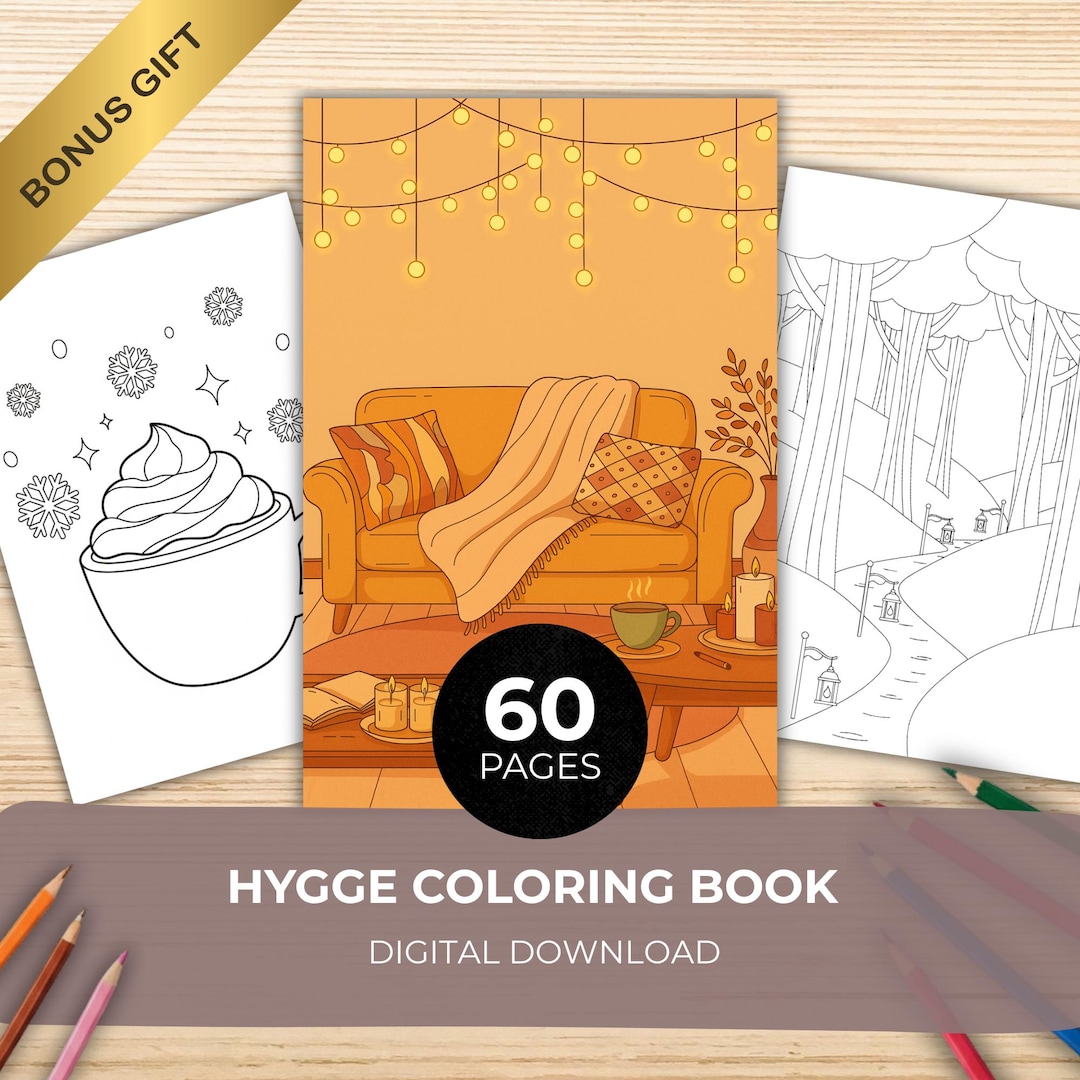 Hygge Coloring Book, 60 Cozy Scandinavian Designs for Stress Relief ...