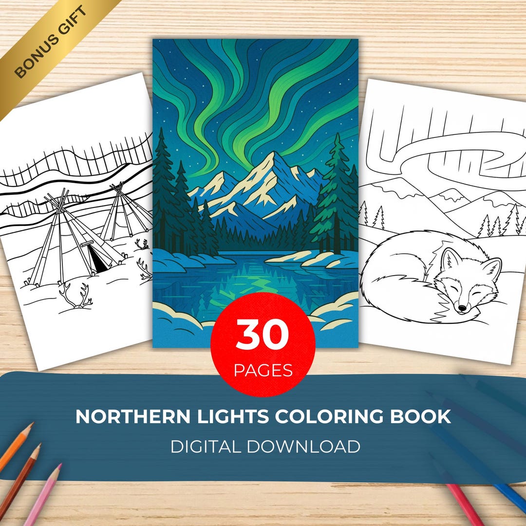 Northern Lights Coloring Book – 30 Aurora & Polar Night Scenes ...