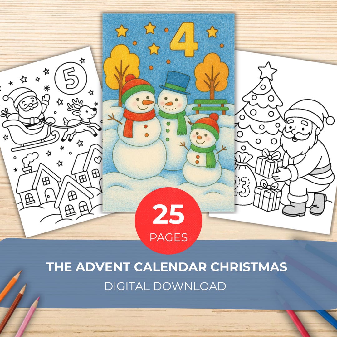 The Advent Calendar Christmas Coloring Book, Bold & Easy Adult Coloring ...